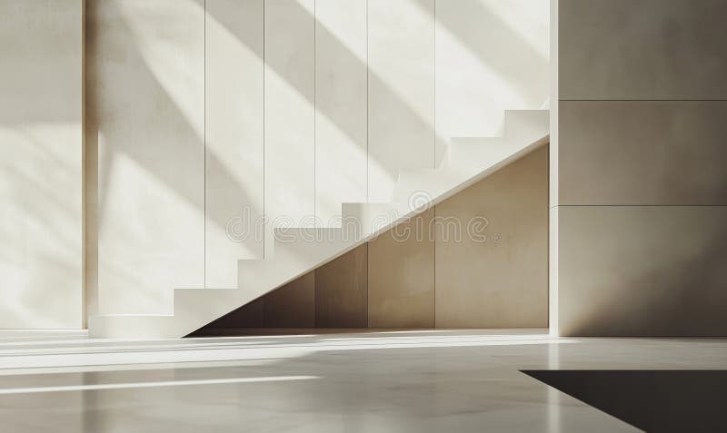 Minimalist Interior Design Featuring Elegant Staircase with Soft ...