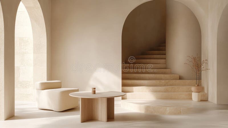Minimalist Interior Design Featuring Neutral Tones and Curved ...