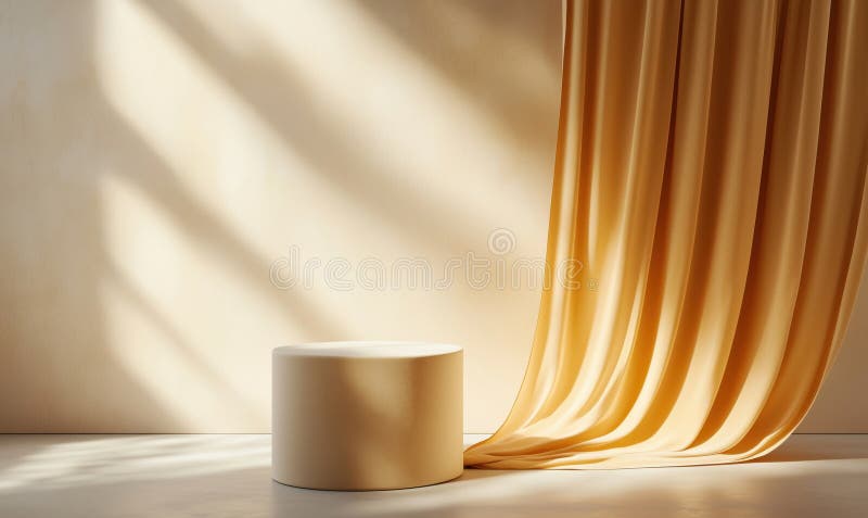 Minimalist Interior Design Featuring Soft Yellow Drapery and Round ...