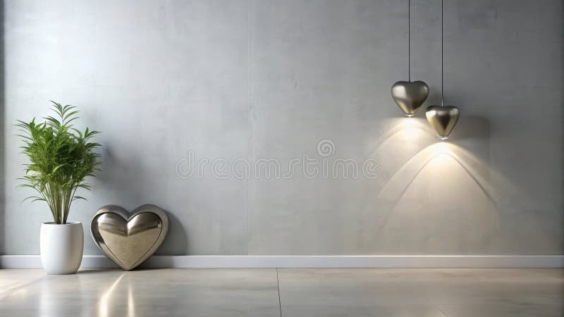 Minimalist Interior Design with Heart-shaped Lighting and Plant ...