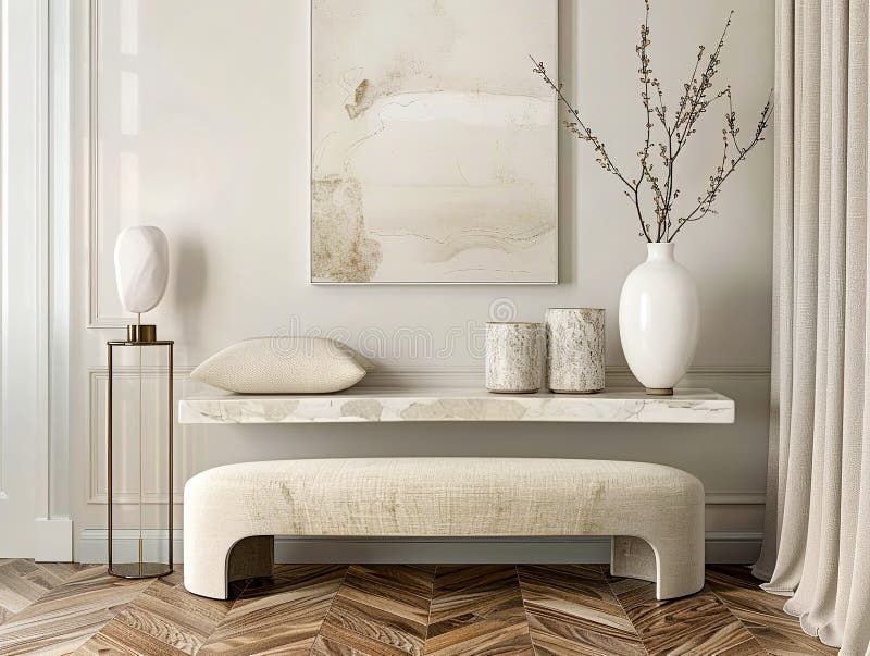 Minimalist Interior Design of Modern Hall with Bench. AI Stock ...