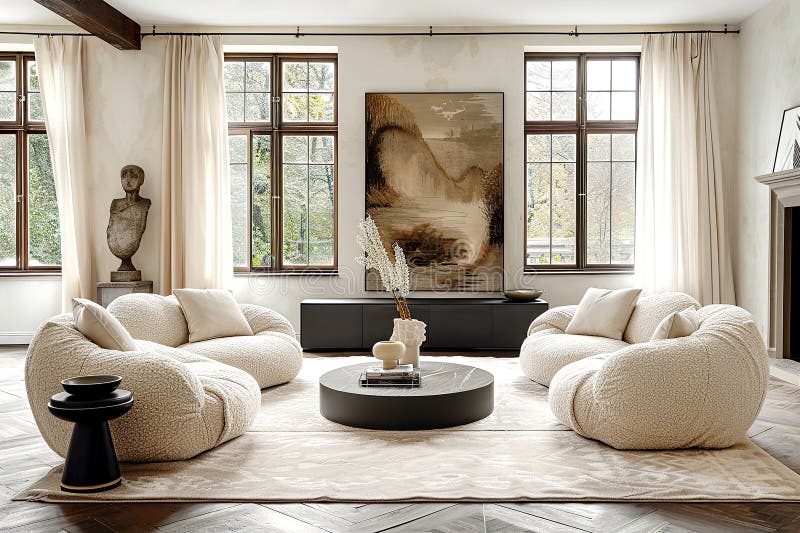 Minimalist Interior Design of Modern Living Room. AI Stock Illustration ...