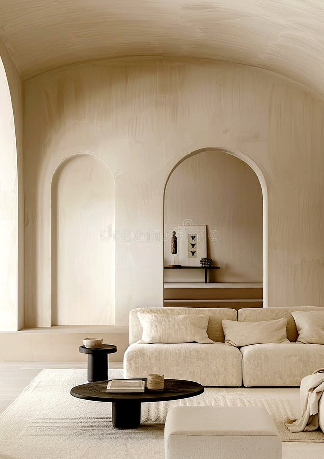 Minimalist Interior Design of Modern Living Room with Arch. AI Stock ...