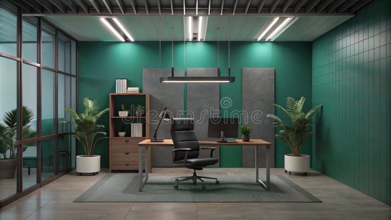 Minimalist Interior Design of Modern Office with Mint Wall. AI ...