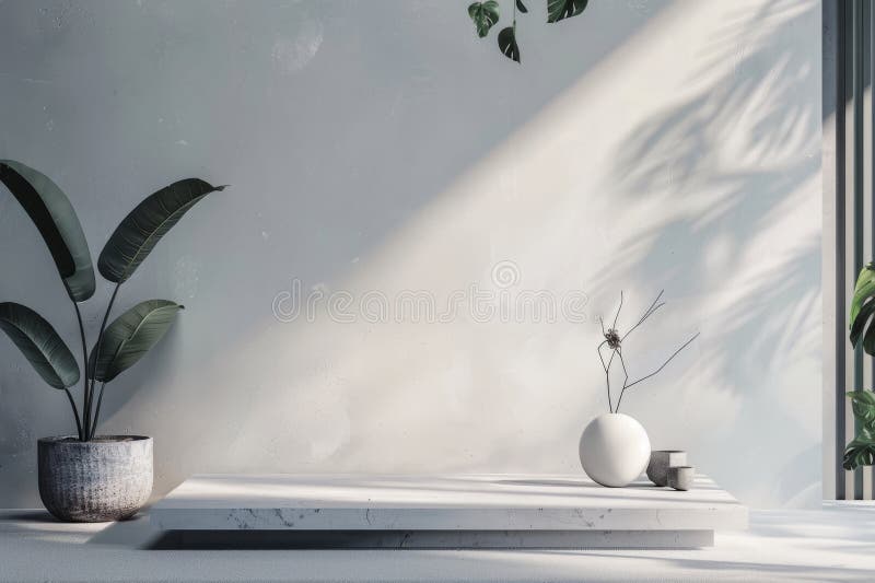 Minimalist Interior Design with Natural Light and Greenery Stock ...