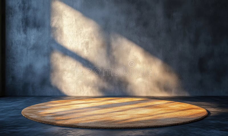 Minimalist Interior Design Round Rug Dramatic Light Shadows Stock ...