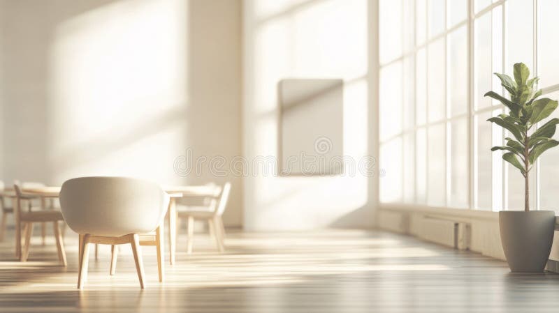 Minimalist Interior Design with a Single Chair and Plant Stock ...