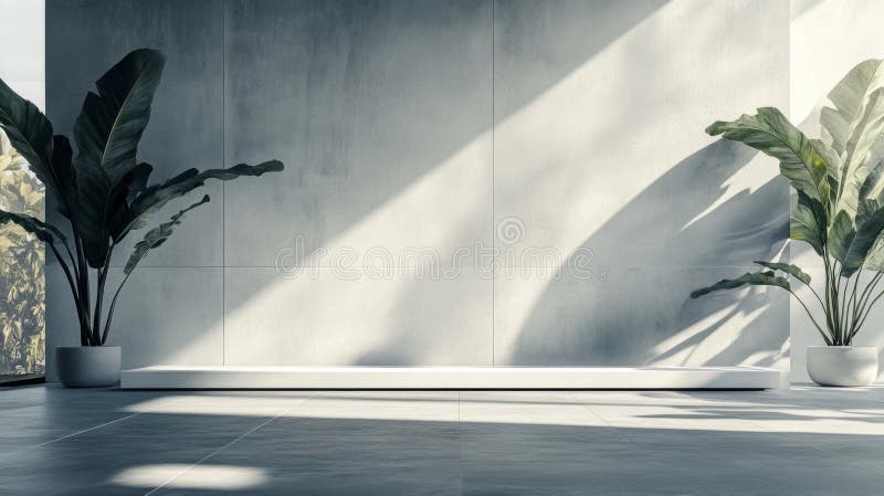 Minimalist Interior Design with Sunlight and Greenery Stock ...