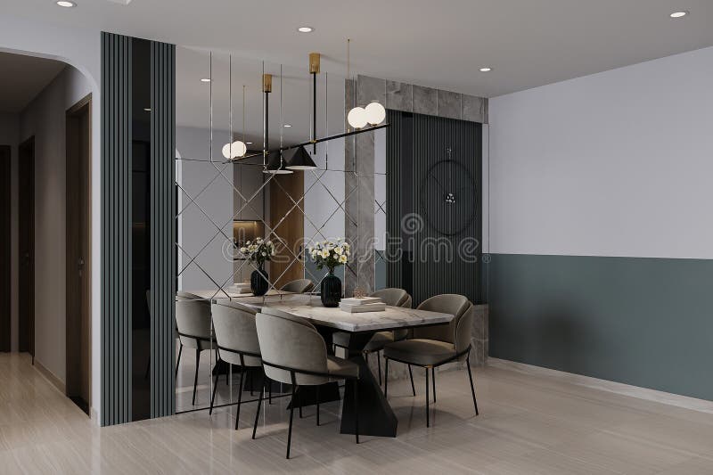 Minimalist Interior of the Dining Room with Exclusive Items Stock ...