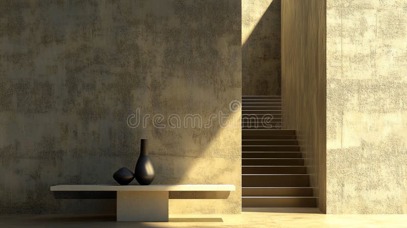 Minimalist Interior with Dramatic Lighting and Geometric Architecture ...