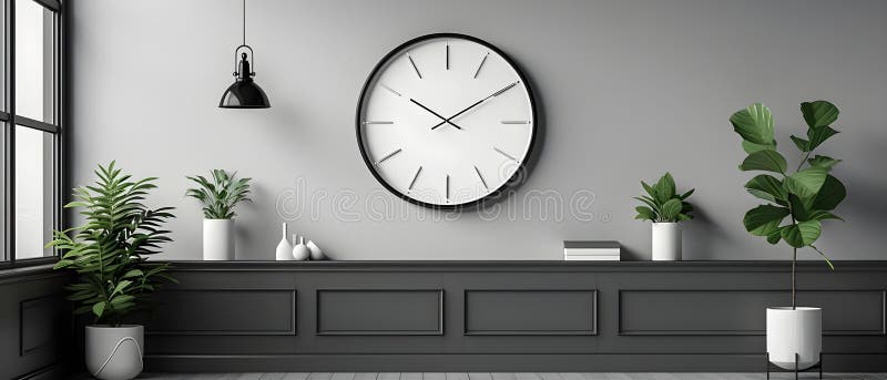 Concept Minimalist Design, Elegant Wall Clock, Minimalist Interior with ...