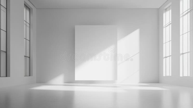 Minimalist Interior with Empty Canvas and Bright Sunlight Stock ...