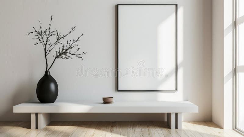 Minimalist Interior Empty Frame Vase Bench Modern Home Decor Concept Stock Photos - Free ...