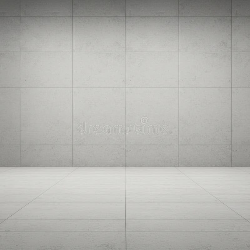 A Minimalist Interior Features a Seamless Grid of Large, Square Gray ...