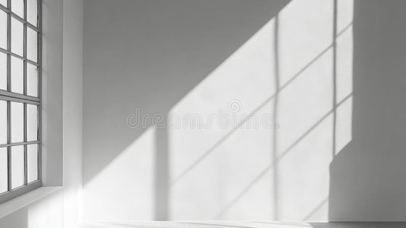 Stark White Wall with Dynamic Interplay of Light and Shadow Stock ...
