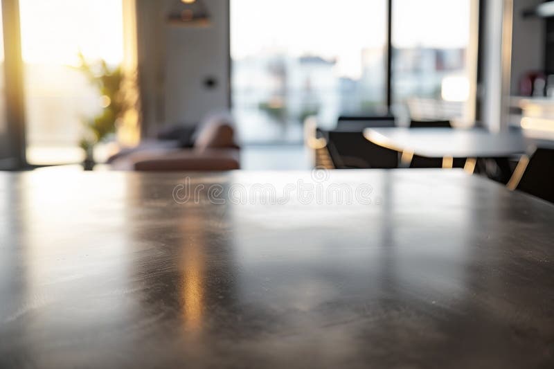 Minimalist Interior: Focused on a Sleek Table Surface with a Sunlit ...