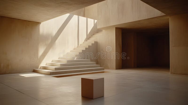 Minimalist Interior with Geometric Staircase and Light Stock Photo ...