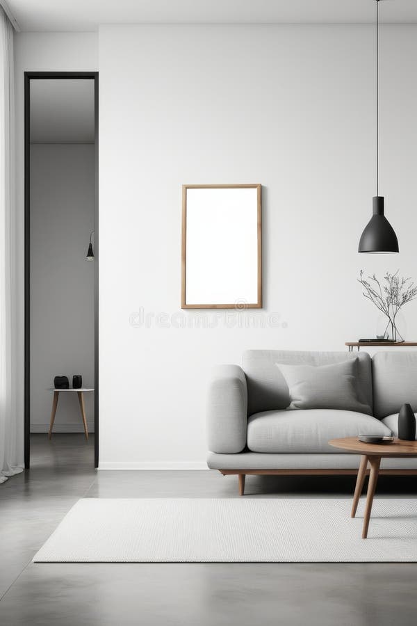 Minimalist Interior Living Room with Mock Up Frame. Scandinavian ...