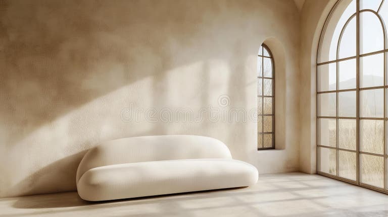 Minimalist Interior with Modern Sofa, Light and Shadow Play Stock ...