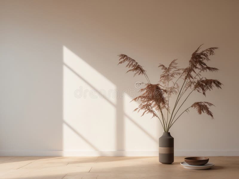 Minimalist Interior with Pampas Grass and Natural Light, Neutral Color ...