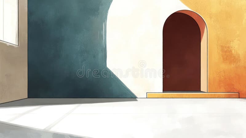 A Minimalist Interior Scene Featuring an Arch and Contrasting Wall ...