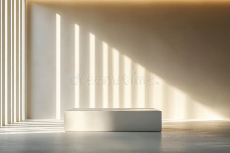 A Minimalist Interior Showcasing Soft Light and Shadows on a Simple Rectangular Structure Stock ...