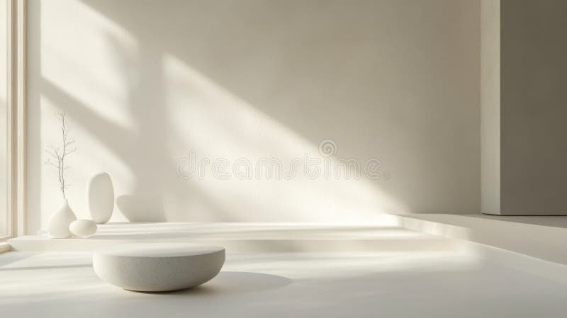 Minimalist Interior with Soft Ambient Light and White Backdrop Stock ...