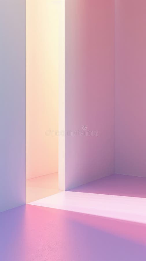 Minimalist Interior with Soft Pastel Lighting and Geometric Shapes ...