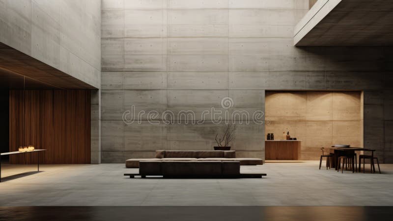 A Minimalist Interior Space within a Brutalist Structure Stock ...