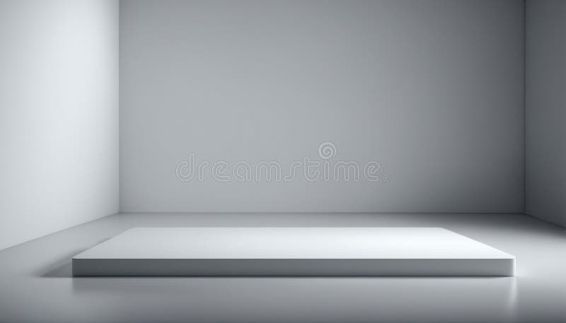 Minimalist Interior Space with a White Platform and Smooth Walls in ...