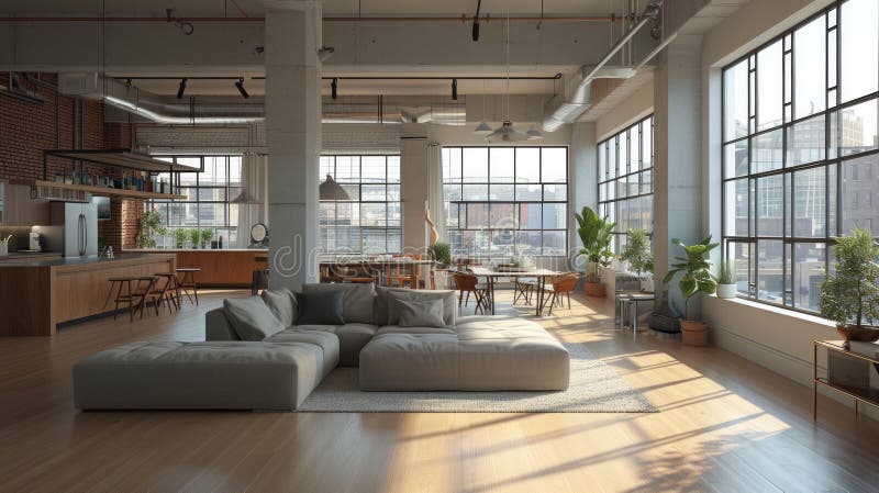 Minimalist Interior of a Spacious, Open-concept Loft, Featuring ...