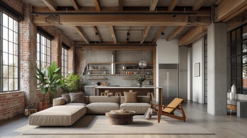 Minimalist Interior of a Spacious, Open-concept Loft, Featuring ...