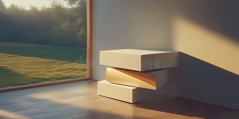 Minimalist Interior with Stacked Boxes Near a Window Overlooking a ...