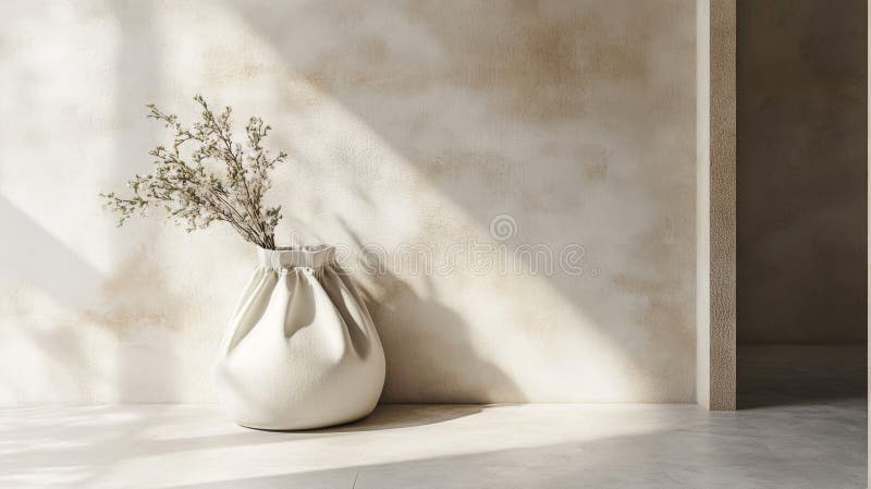 Minimalist Interior Still Life with Beige Vase and Plant Casting ...