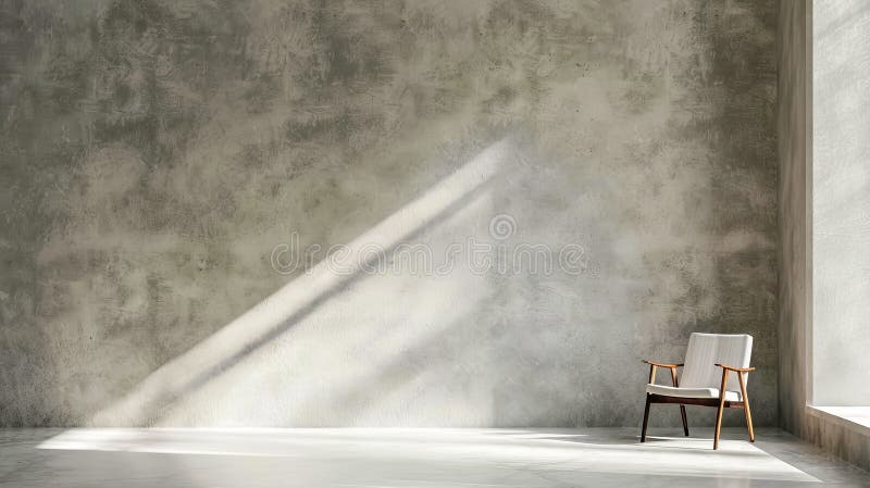Minimalist Interior with Sunlight and Single Chair Stock Photo - Image ...