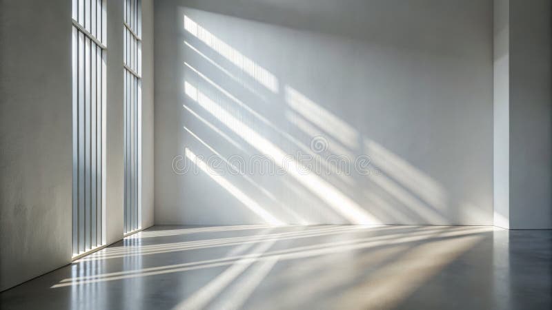 Minimalist Interior Sunlight through Vertical Windows Stock ...