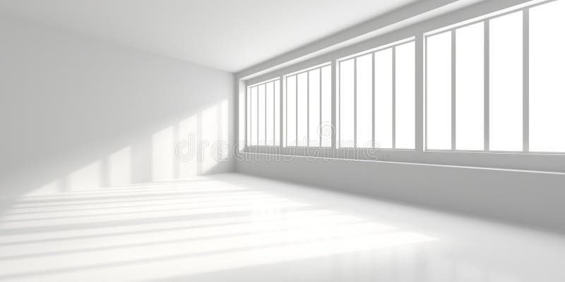 Minimalist Interior with Sunlit Windows and Shadows Stock Illustration ...