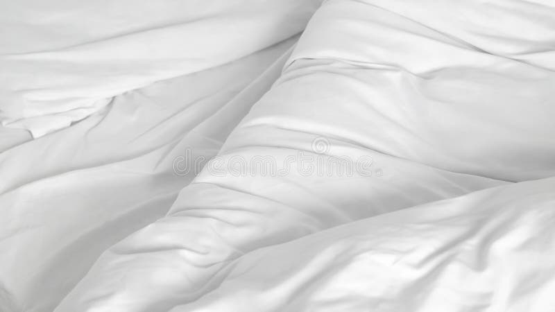 Minimalist Interior with an Unmade White Bed and Natural Morning Light ...