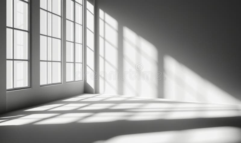 A Minimalist Interior with a White Room and Window Light Pattern ...