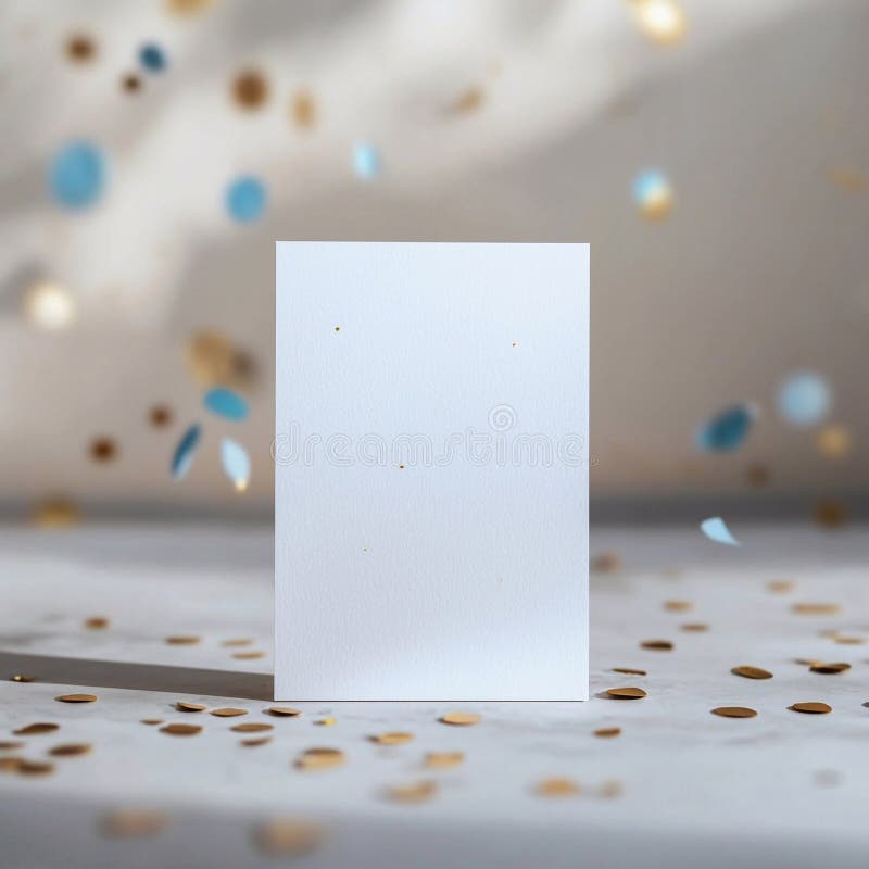 Minimalist Invitation Card Mockup with Confetti on Soft Elegant ...