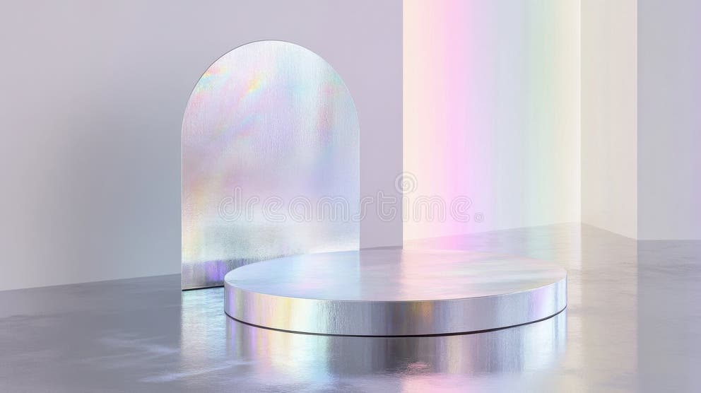 Minimalist Iridescent Display Stand with Rainbow Reflection Effect ...