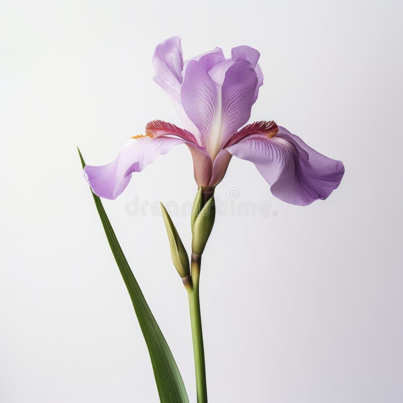 Minimalist Iris: Simple and Beautiful Flower on White Background Stock ...