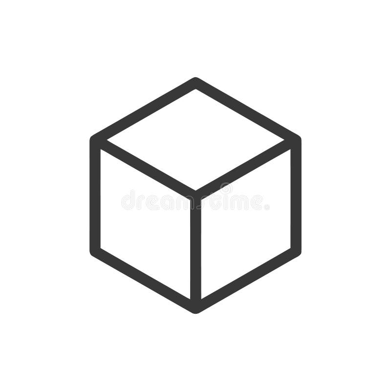 Isometric Cube, Three Dimensional Geometric Shape, Simple Line Icon ...