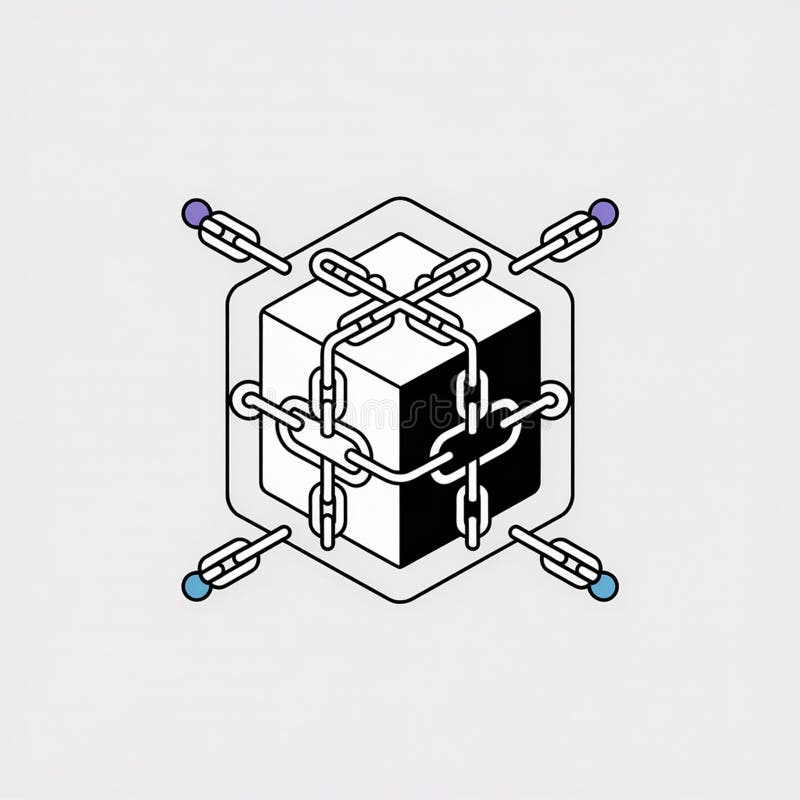 Minimalist Isometric Illustration of a Black and White Cube Bound by ...