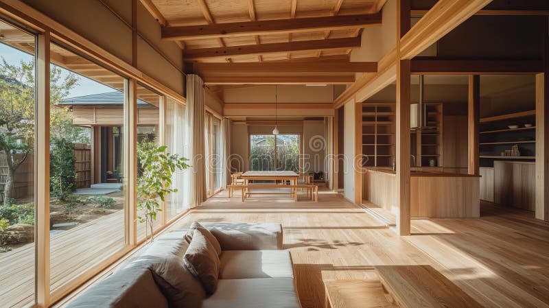 Minimalist Japandi Home Interior with Natural Light and Wood Design ...