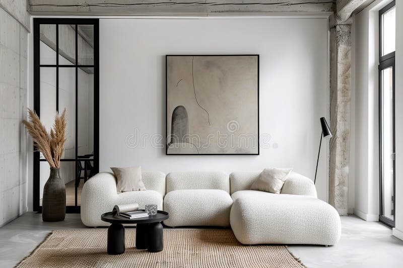 Minimalist, Japandi Style Interior Design of Modern Living Room with ...