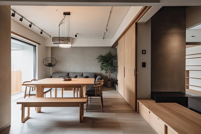 A Minimalist Japanese Interior, with Sleek Lines and Natural Materials ...