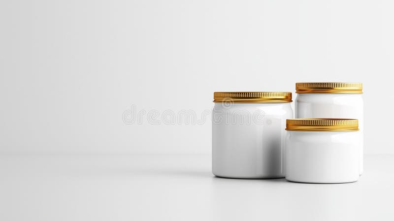 Minimalist Jars with Golden Lids on Clean Surface, Perfect for Storage ...