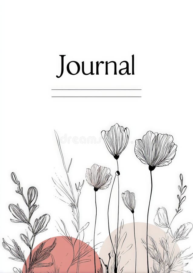 Minimalist Journal Cover with Floral Elements and Journal Text Stock ...