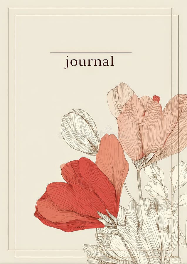 Minimalist Journal Cover with Floral Elements and Journal Text Stock ...